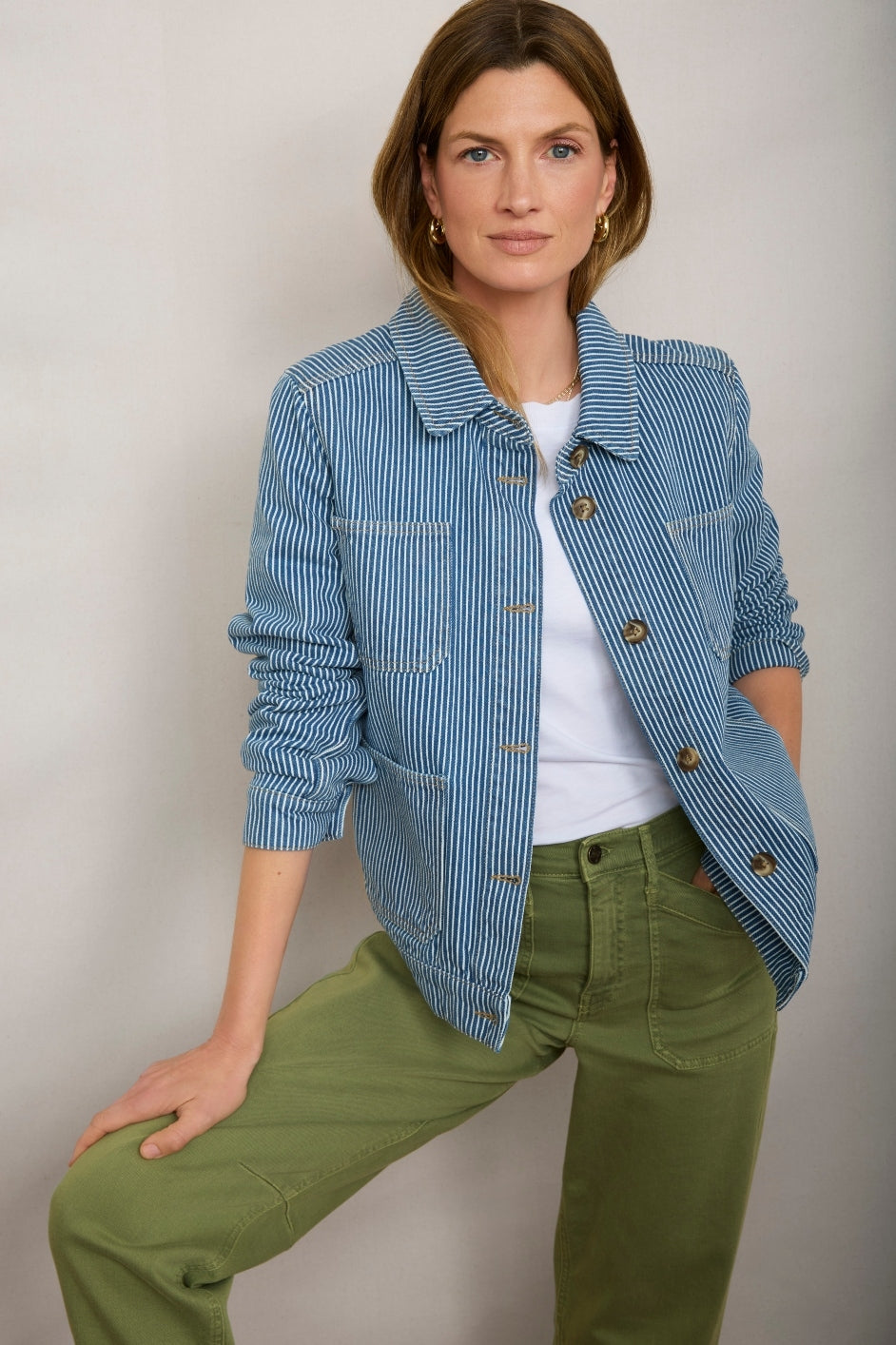Ada Denim Jacket - Blue/Ivory Stripe – WYSE London