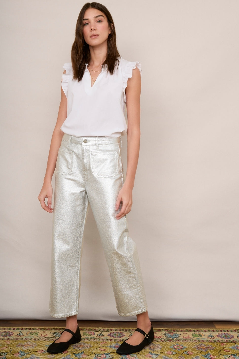 Allie Flare Cropped Jean - Silver – WYSE London