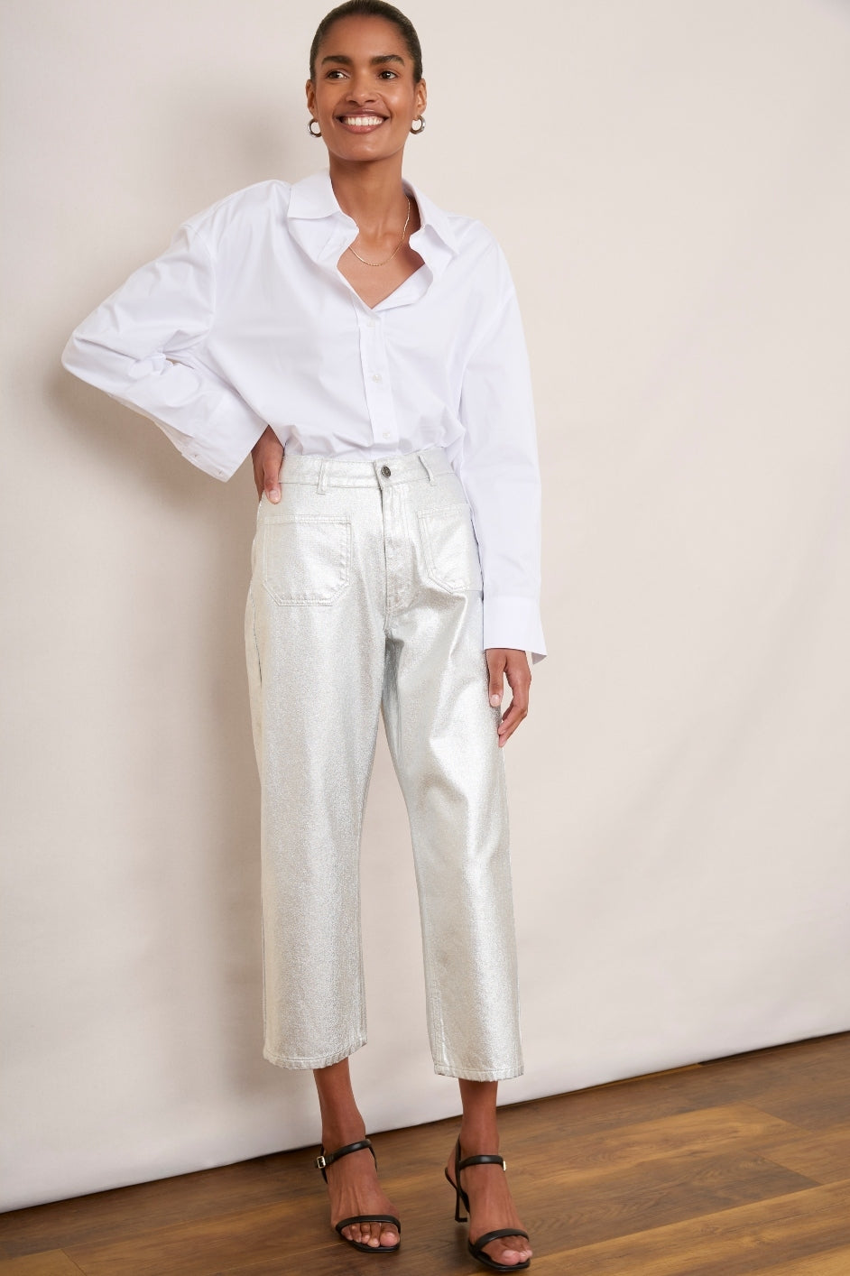 Allie Flare Cropped Jean - Silver – WYSE London