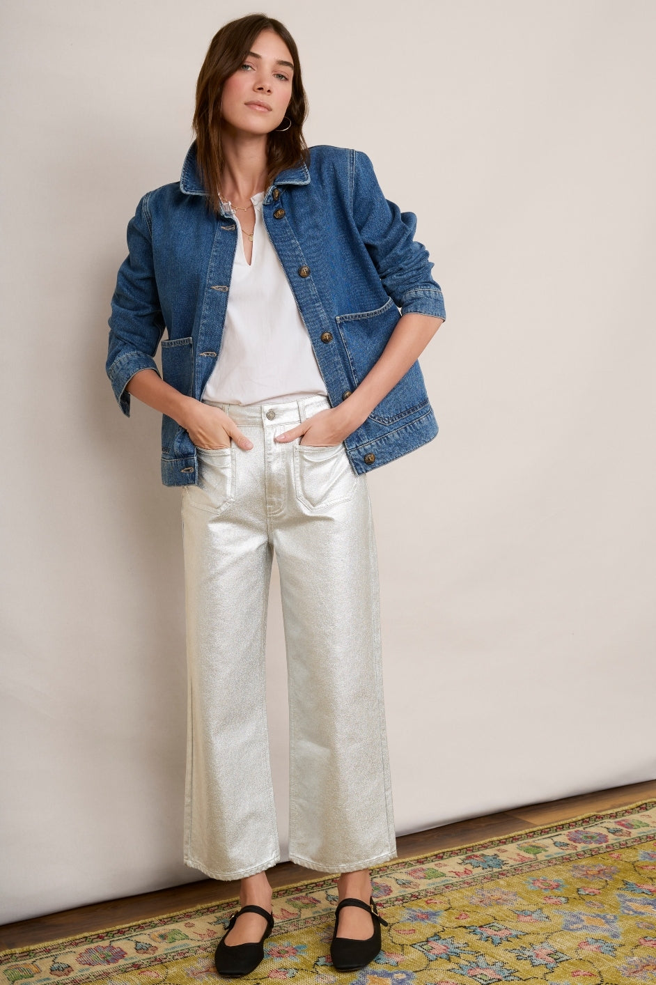 Allie Flare Cropped Jean - Silver – WYSE London