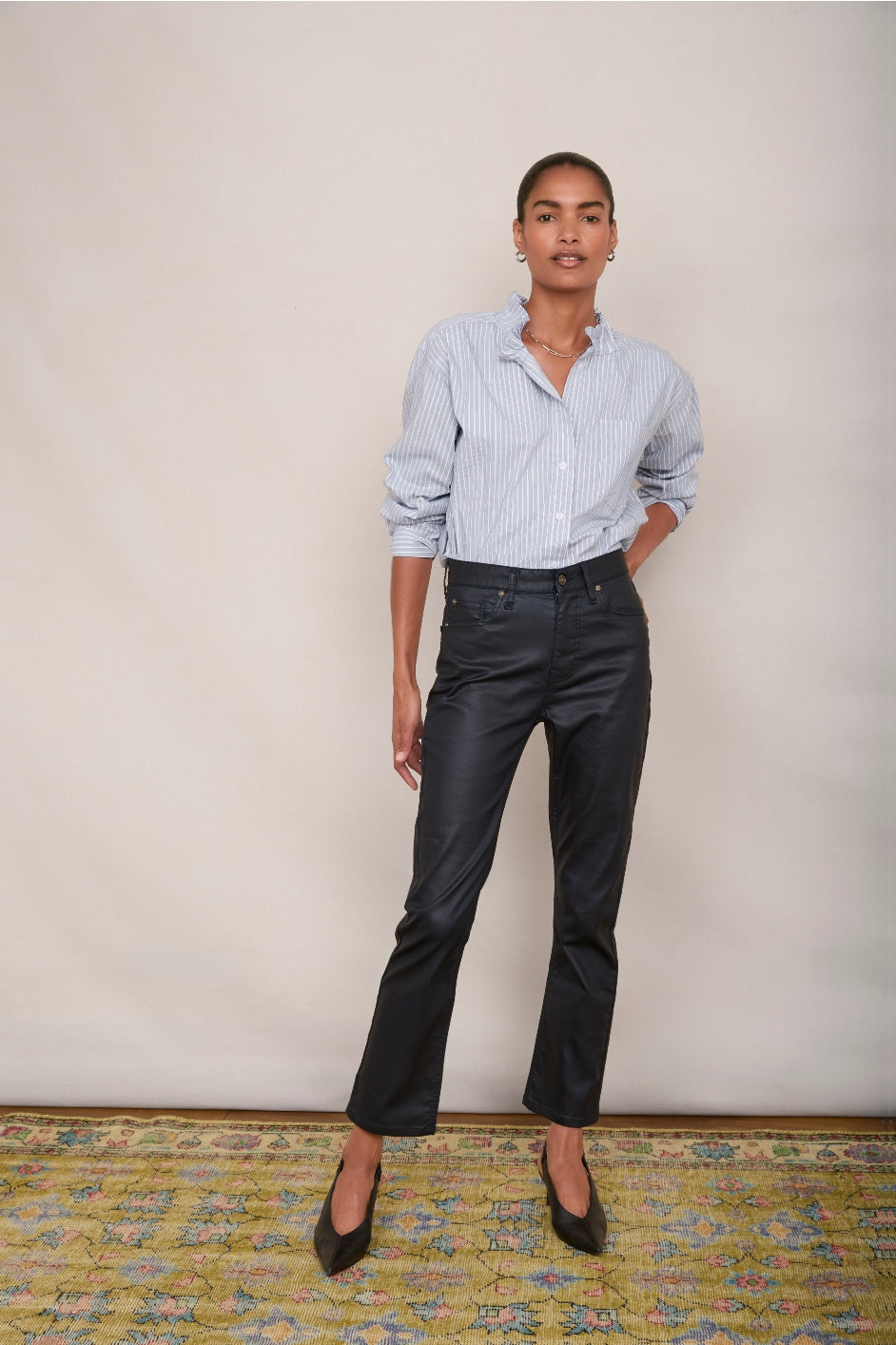 Audrey Coated Jean - Blue/Black – WYSE London