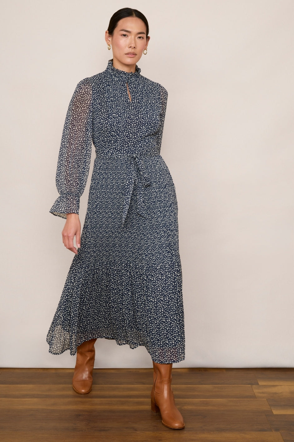 Brianna Dress - Mini Leopard Navy Ecru – WYSE London