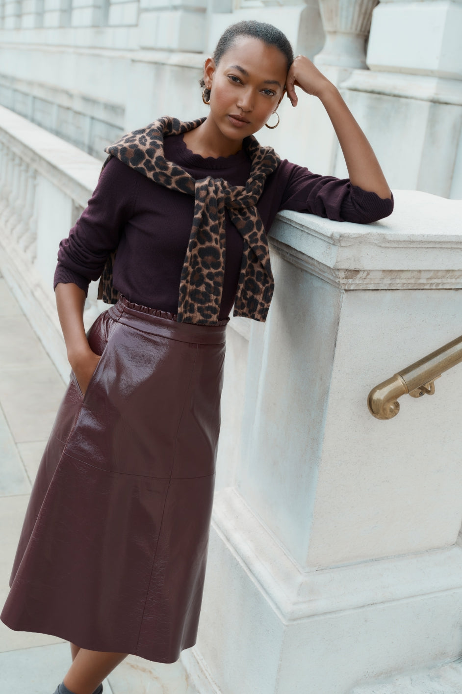 Lateisha Faux Leather Skirt - Plum Patent – WYSE London