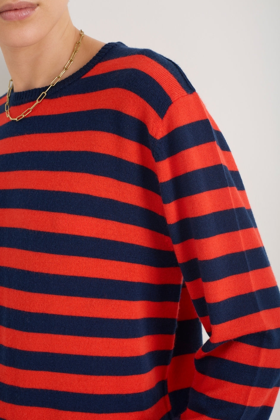 Cath x WYSE Brigitte Jumper - Tomato Red/Midnight Stripe – WYSE London