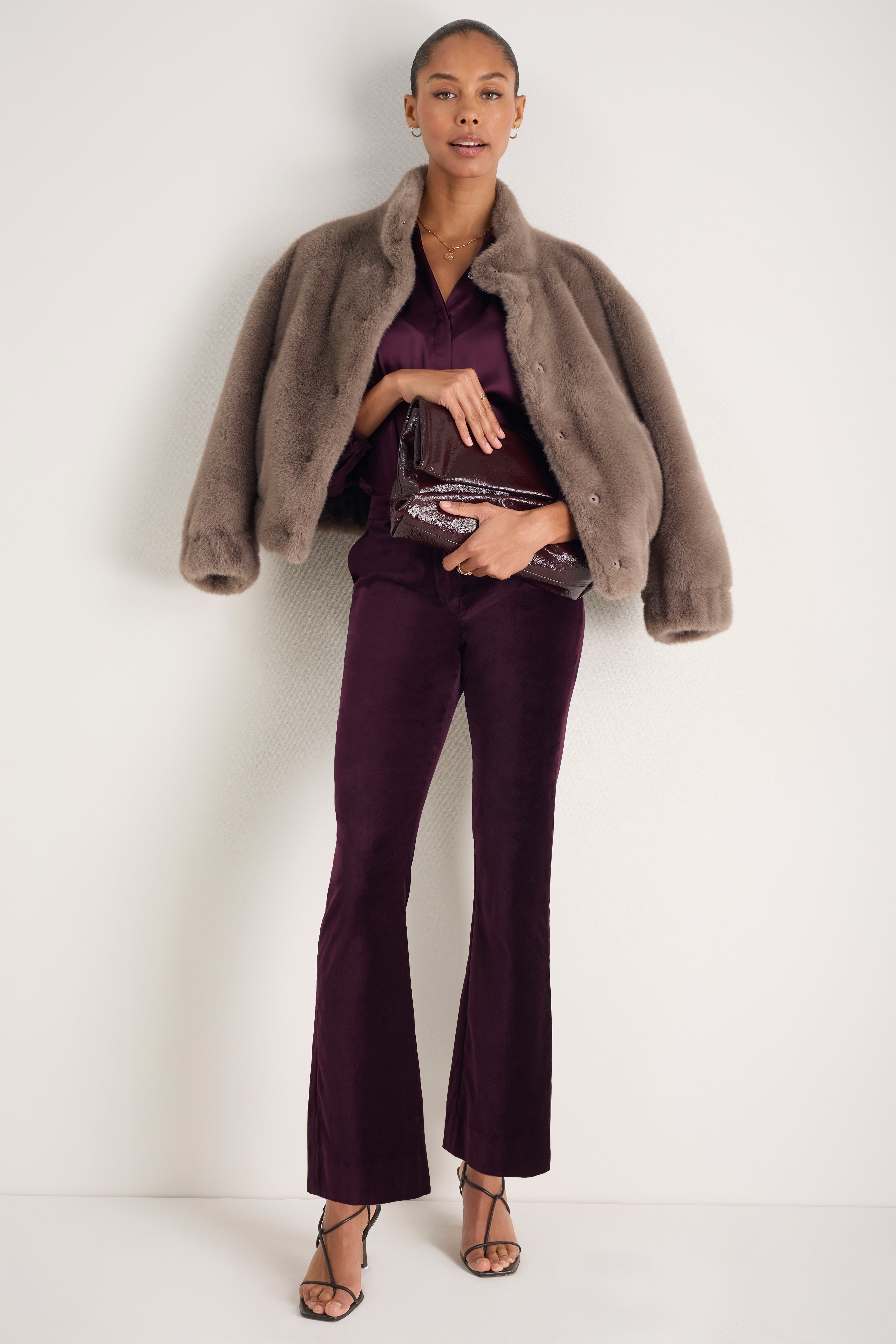 Cath x WYSE Taylor Cotton Velvet Bootcut Trouser - Deep Fig – WYSE London