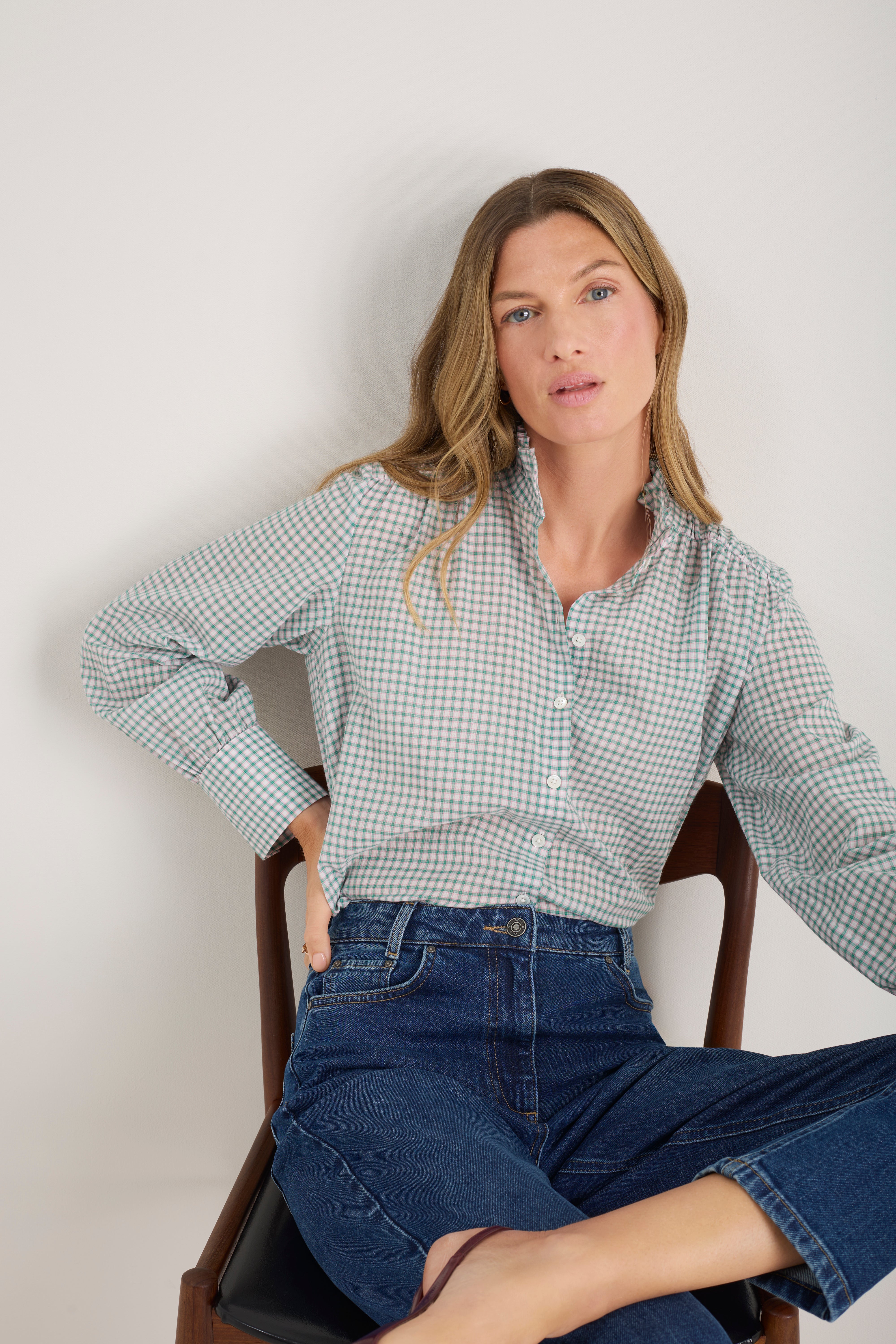 Clemmy Classic Shirt - Green/Pink Check – WYSE London
