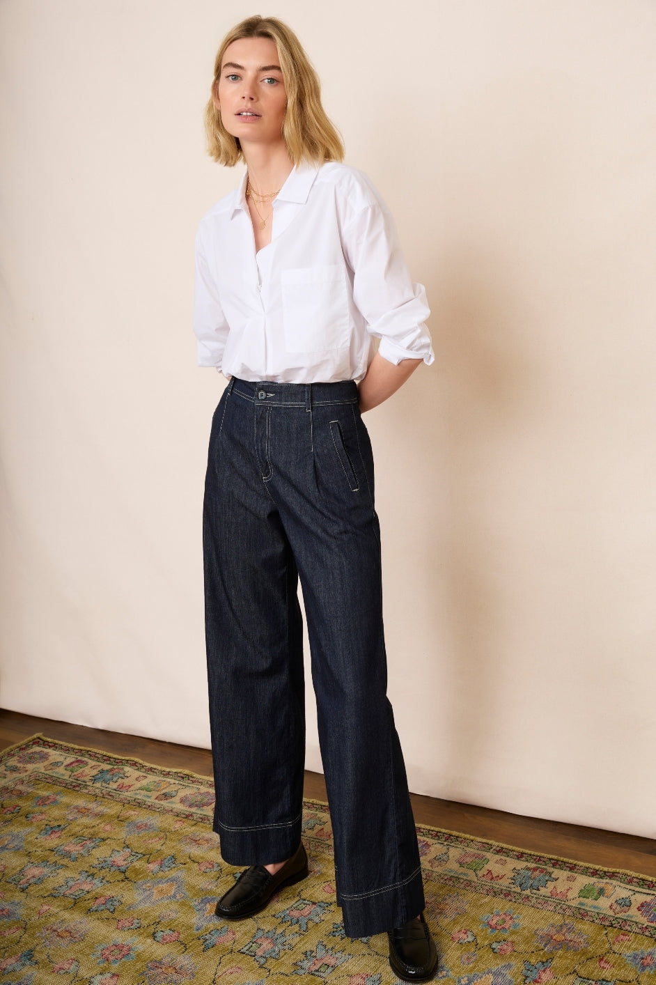 DB X Wyse Wide Leg Pleat Jean - Rinse Wash – WYSE London