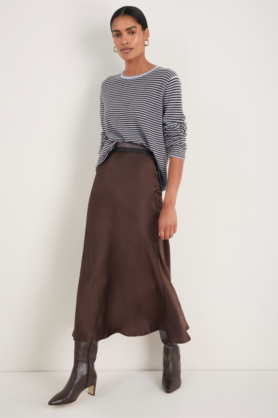 Ella Silk Skirt - Cocoa – WYSE London