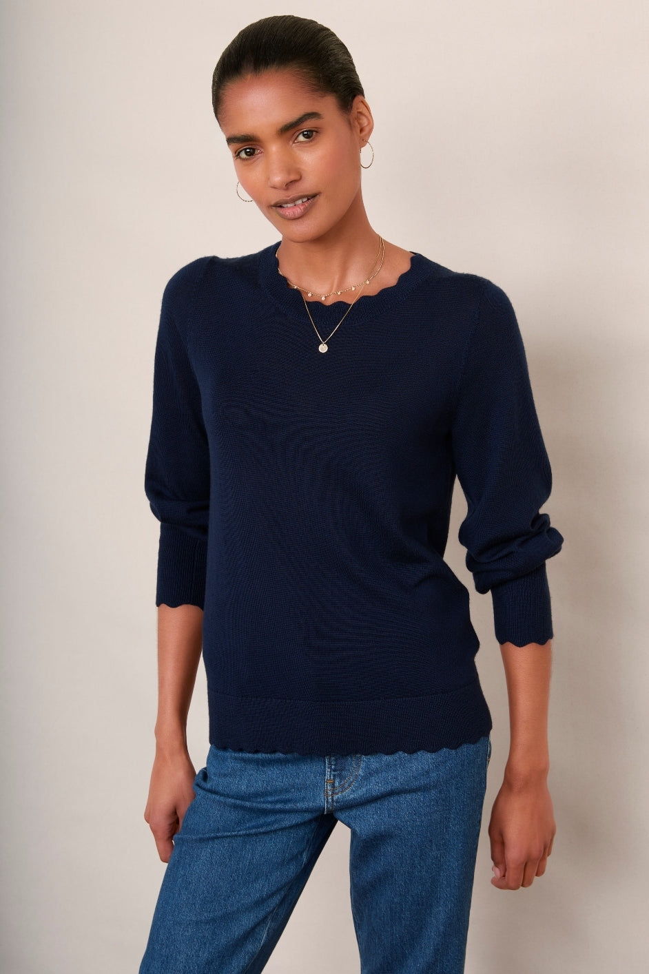 Fleurine Scallop Jumper - Midnight – WYSE London