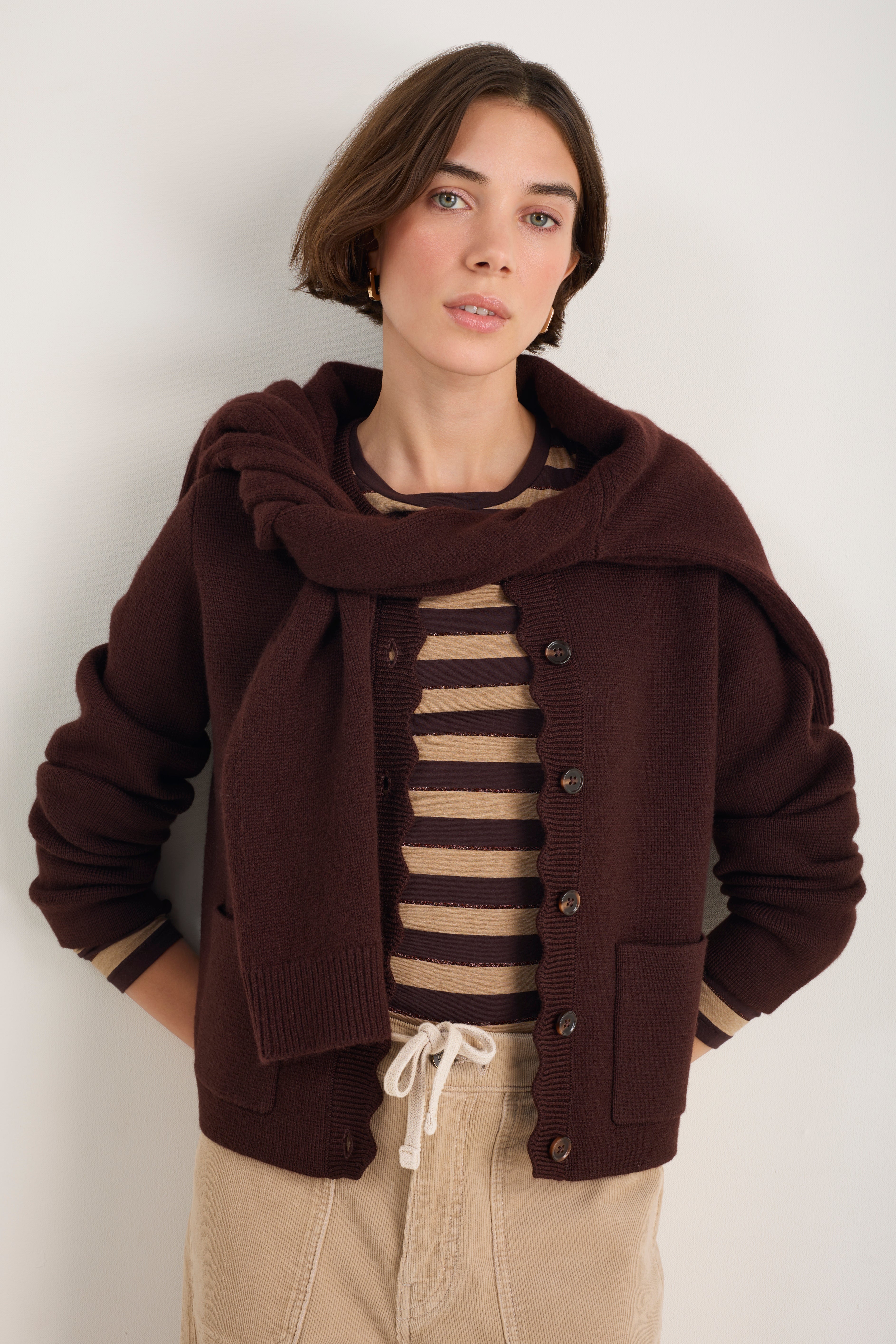 Fleurine Knitted Jacket - Cocoa – WYSE London