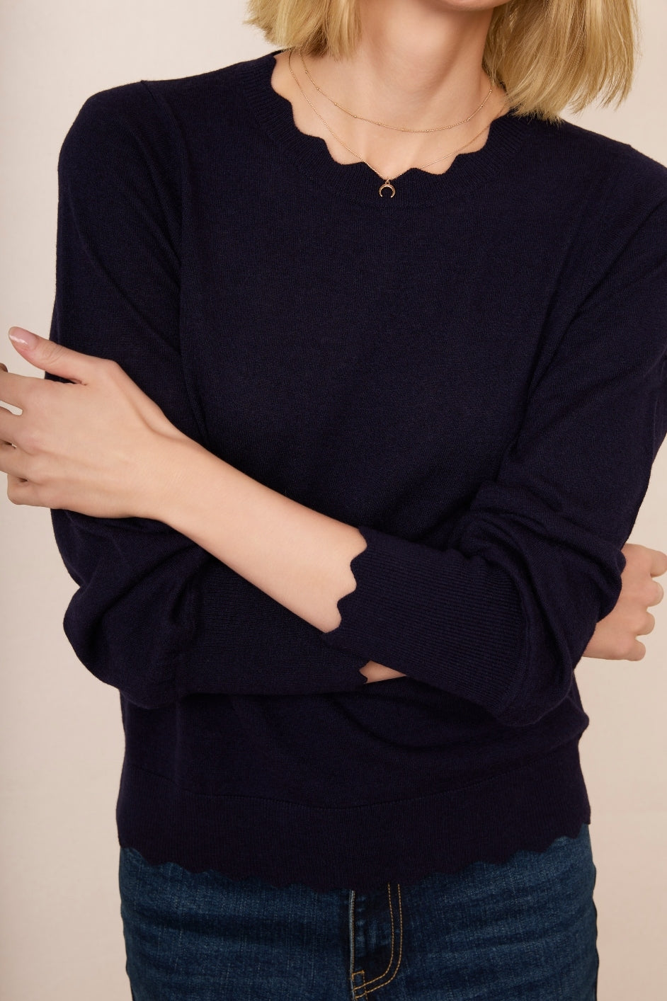 Fleurine Scallop Jumper - Midnight – WYSE London