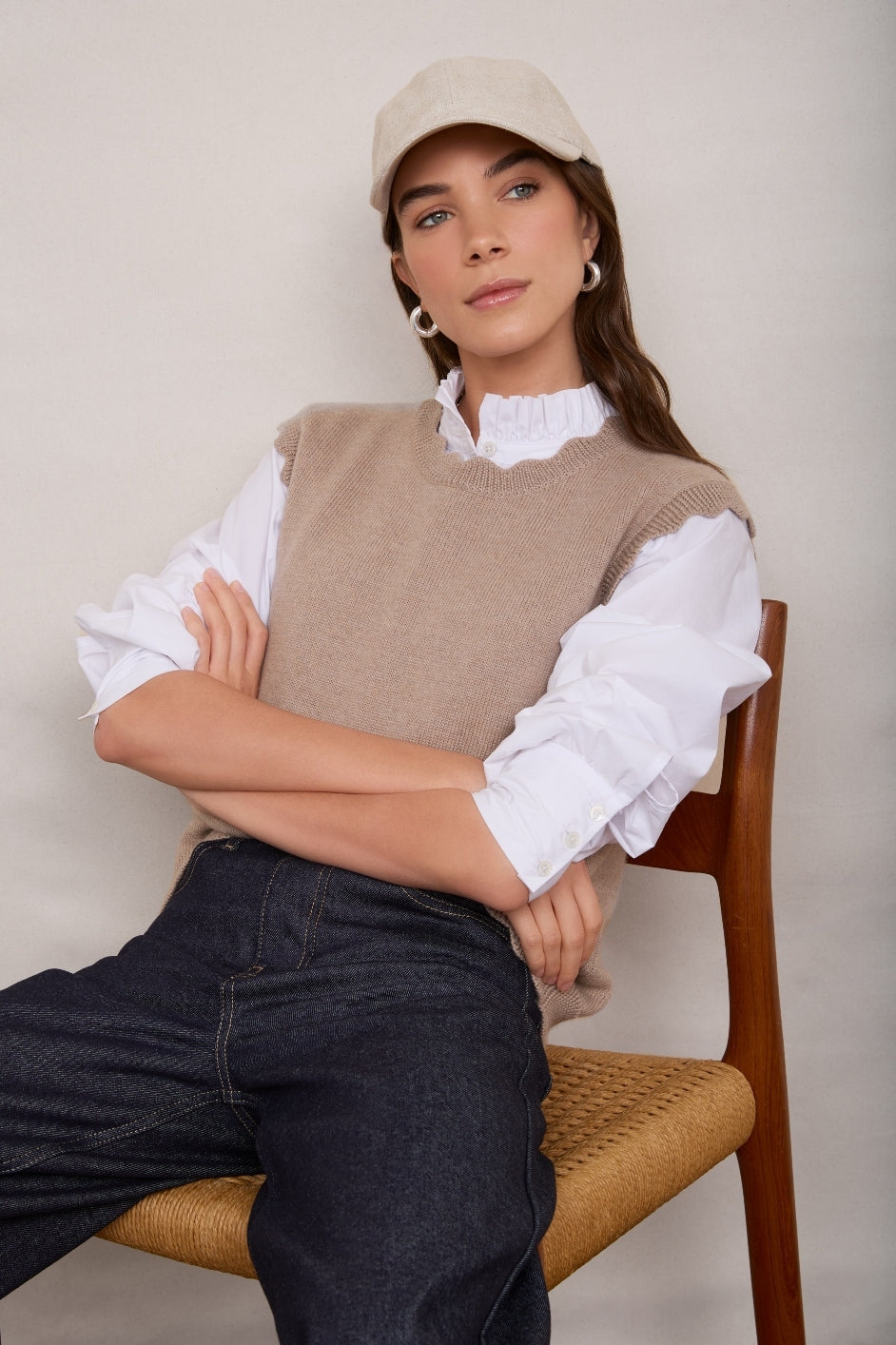 Fleurine Scallop Tank - Oat Marl – WYSE London