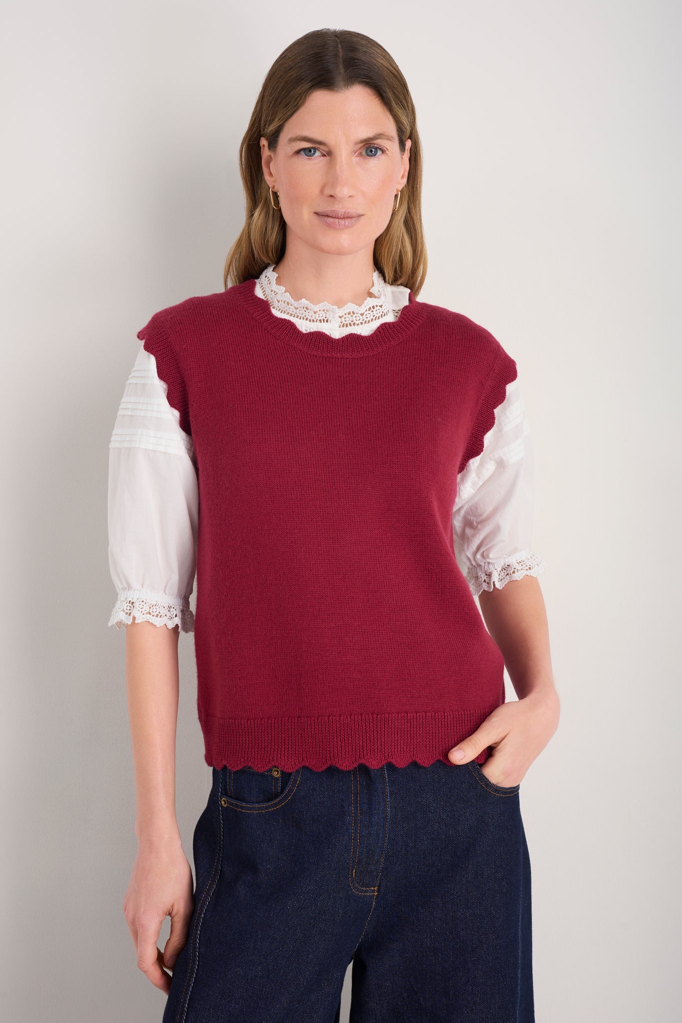 Fleurine Scallop Tank - Pomegranate Red – WYSE London