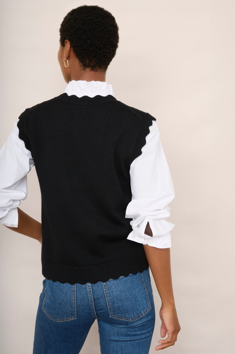 Fleurine Scallop Tank - Black – WYSE London