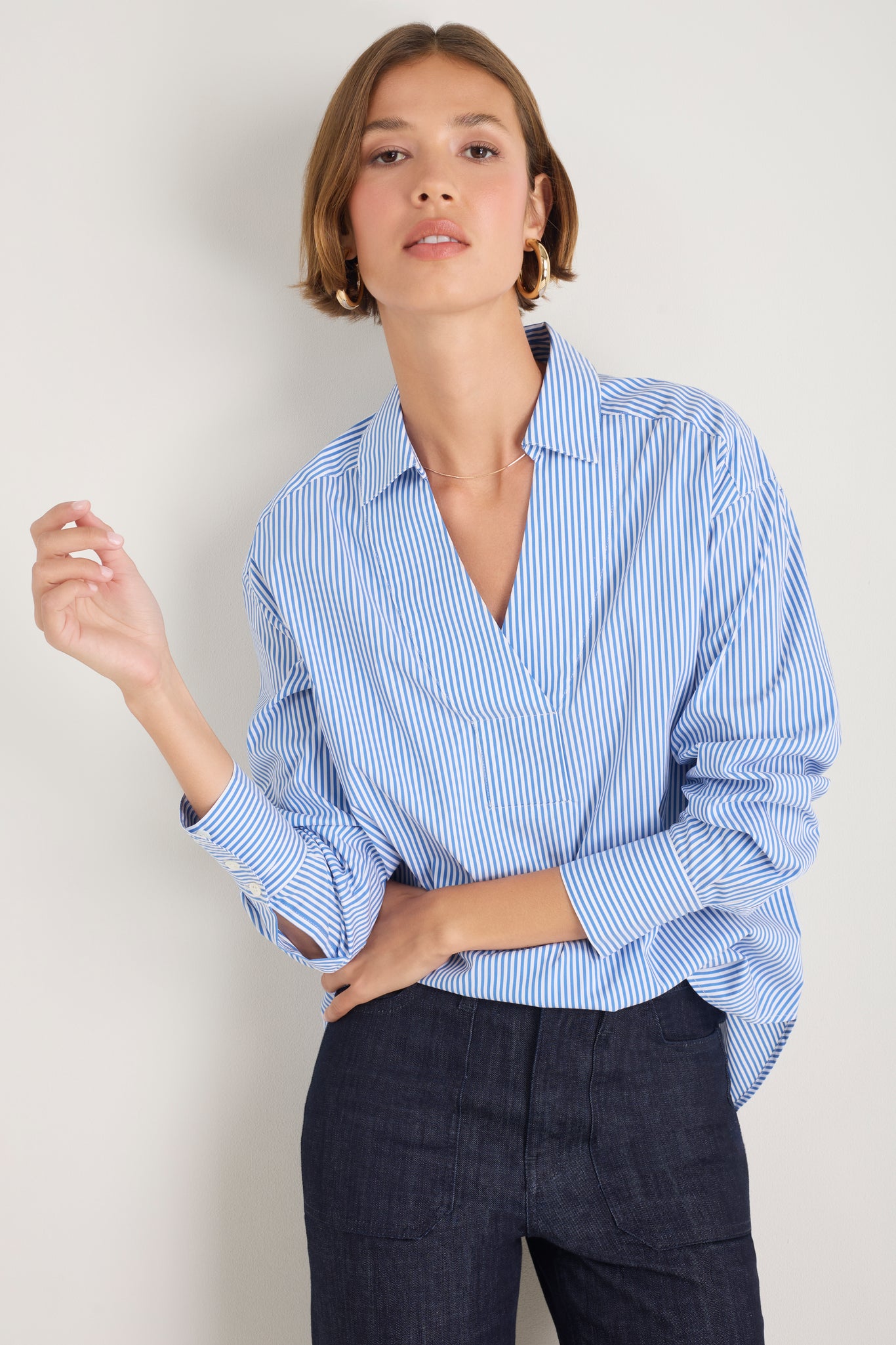 Macey Shirt - Blue/White Stripe – WYSE London