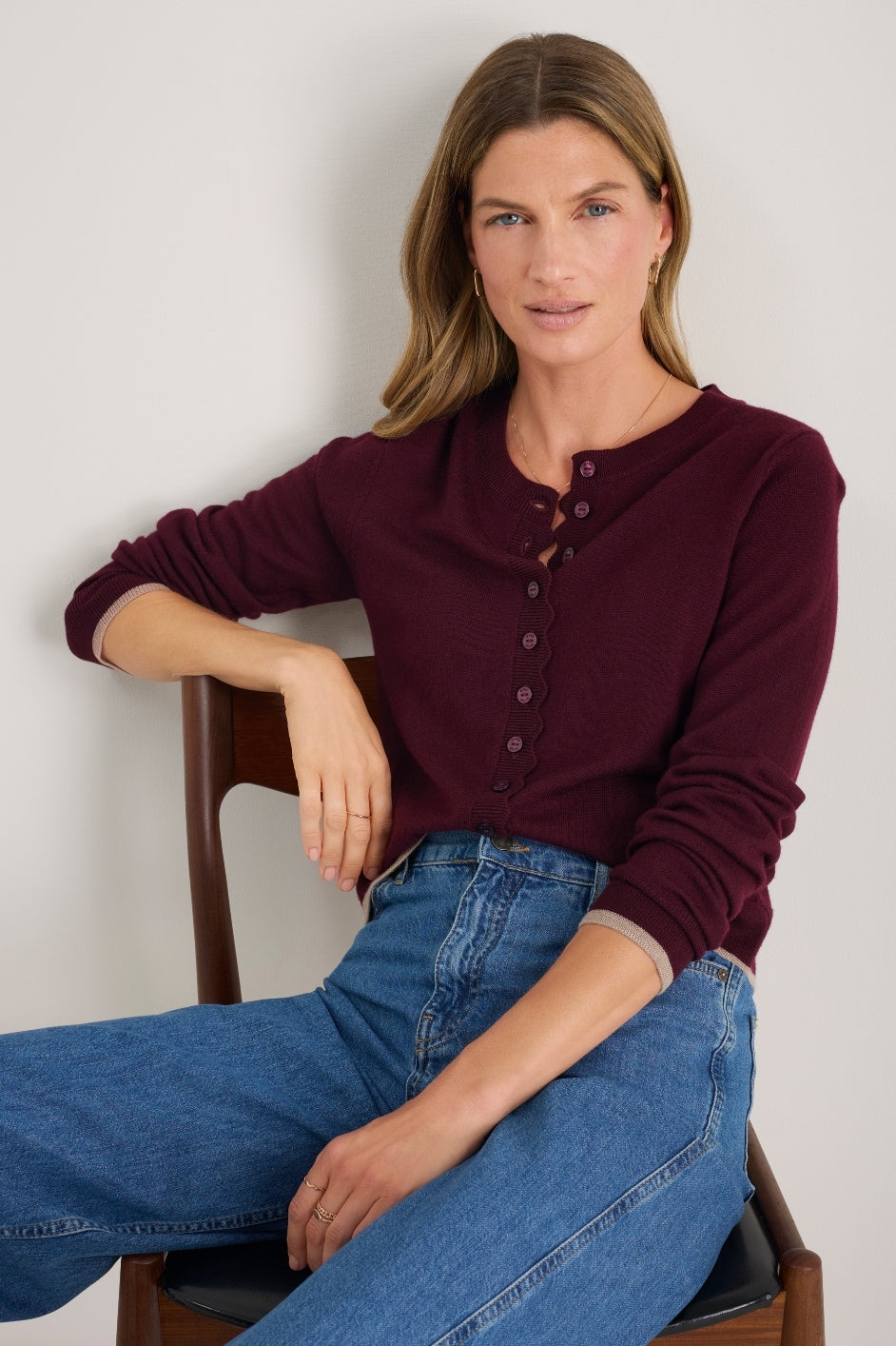 Fleurine Cropped Cardigan - Deep Fig – WYSE London
