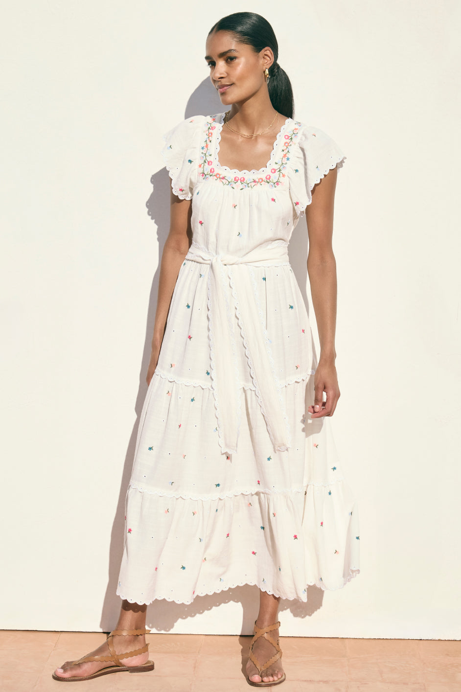 Romilly Dress - White Floral Embroidery – WYSE London