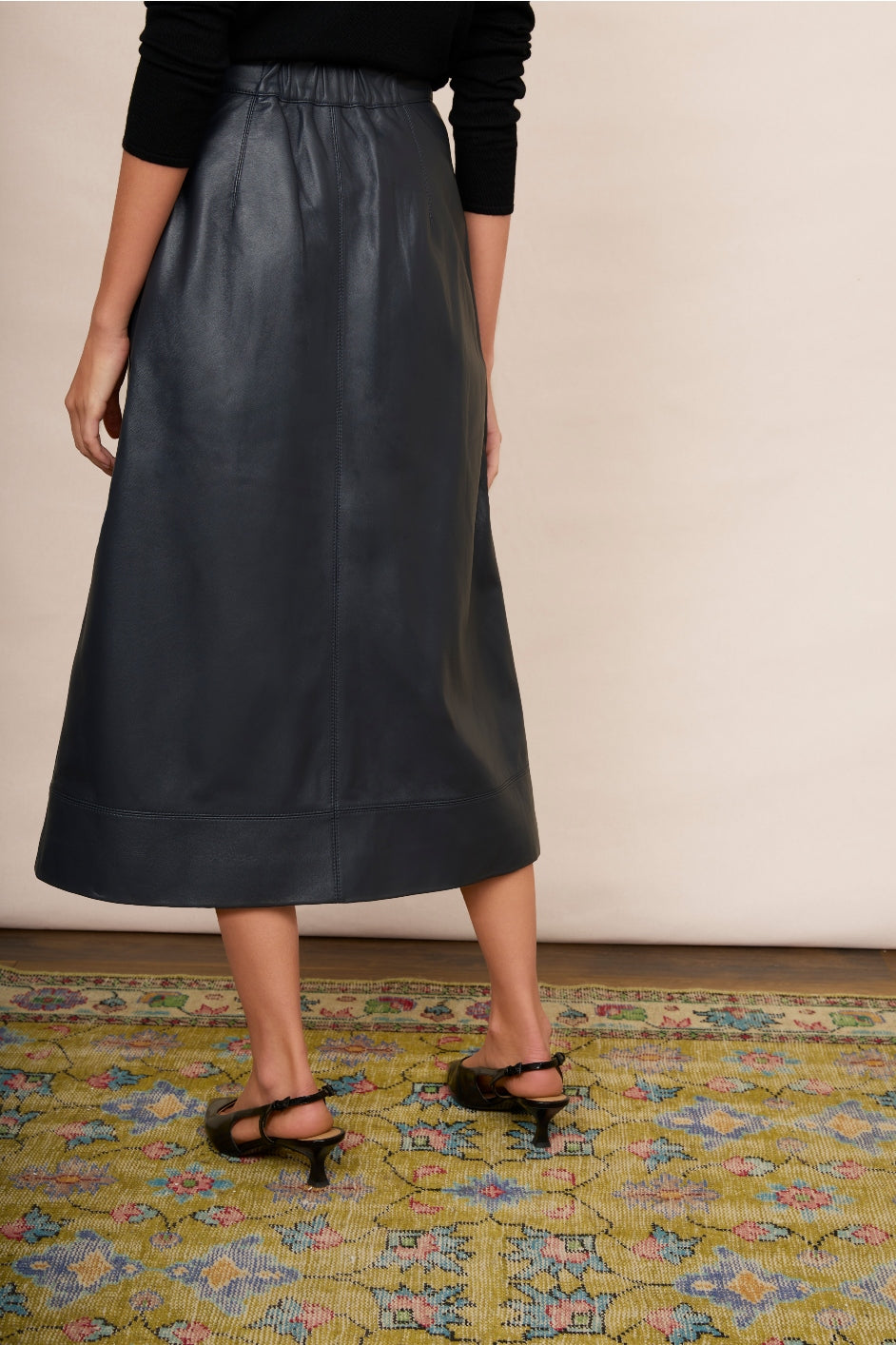 Remi Leather Skirt - Blue/Black – WYSE London