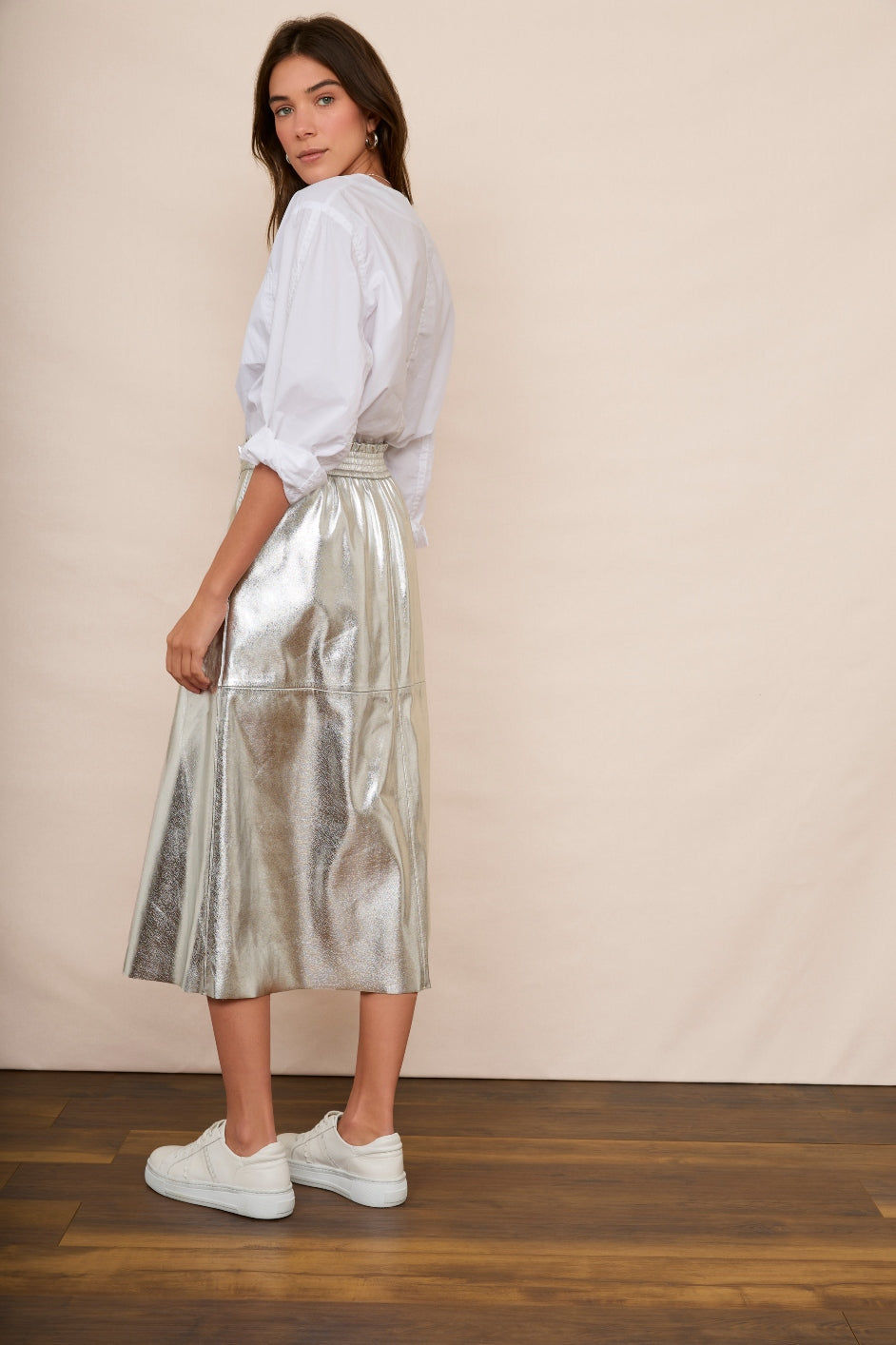 Lateisha Faux Leather Skirt - Silver – WYSE London
