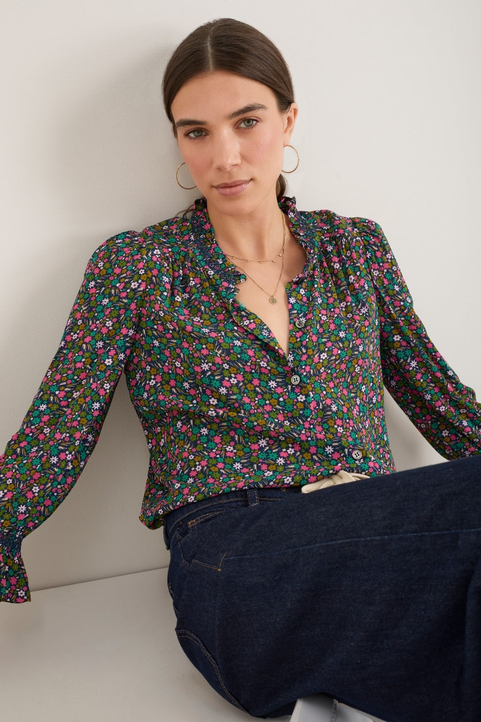Lexi Blouse - Midnight Ditsy Floral – WYSE London