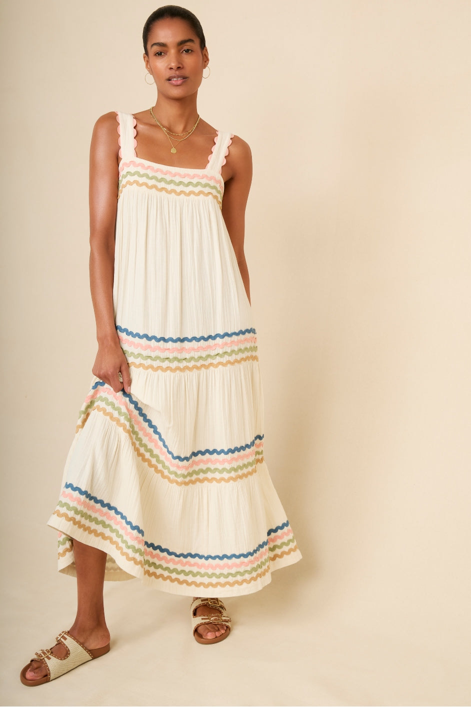 Luciella Ric Rac Dress - Ivory/Multi – WYSE London