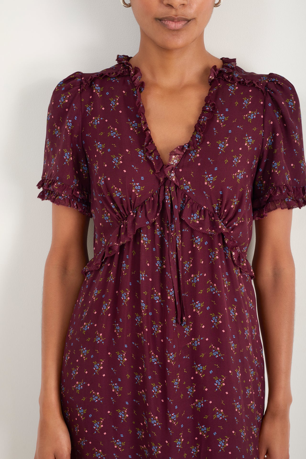 Lyra Silk Dress - Deep Fig Floral – WYSE London