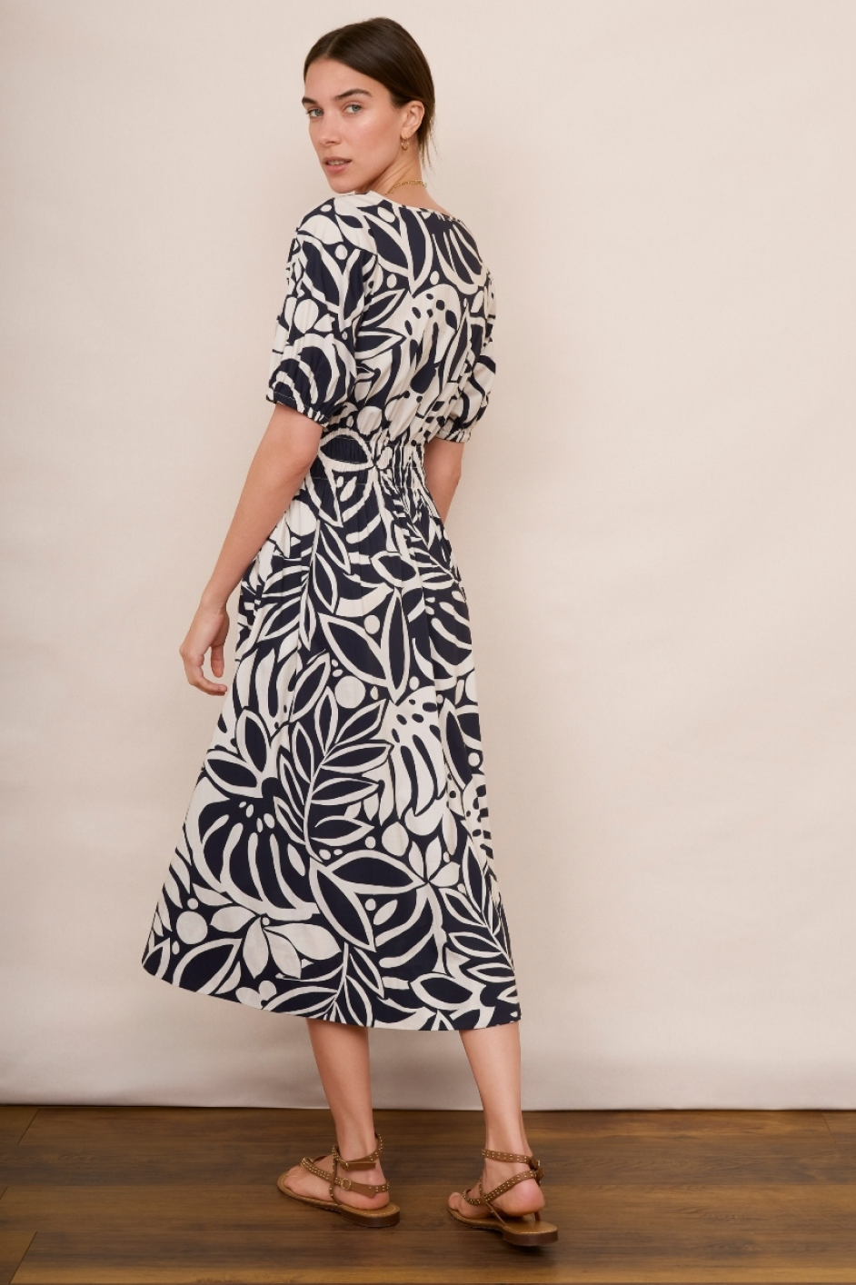 Madeleine Dress - Midnight/Ecru – WYSE London