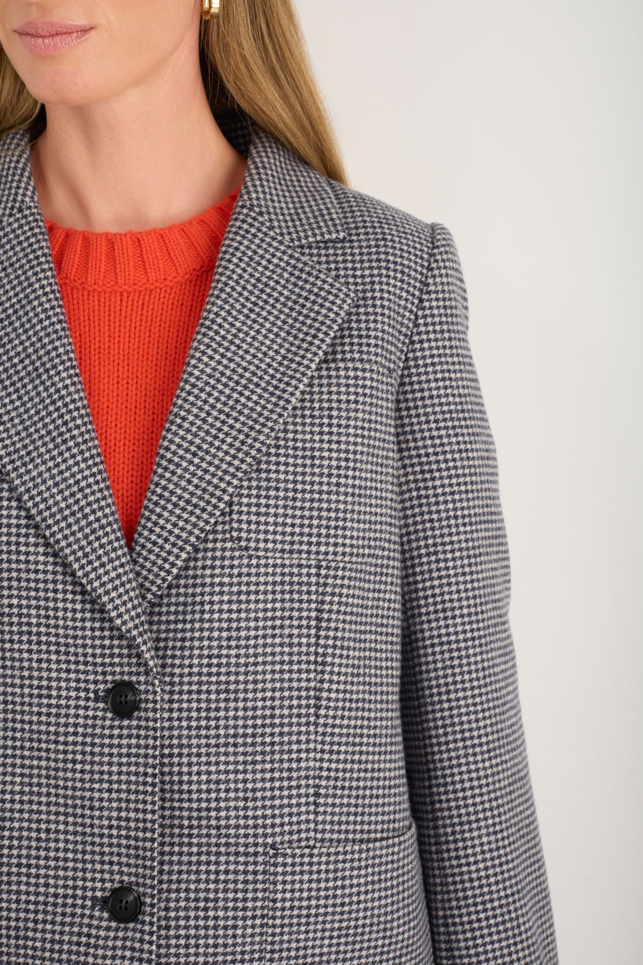 Melanie Dogtooth Blazer - Midnight/Stone Check – WYSE London