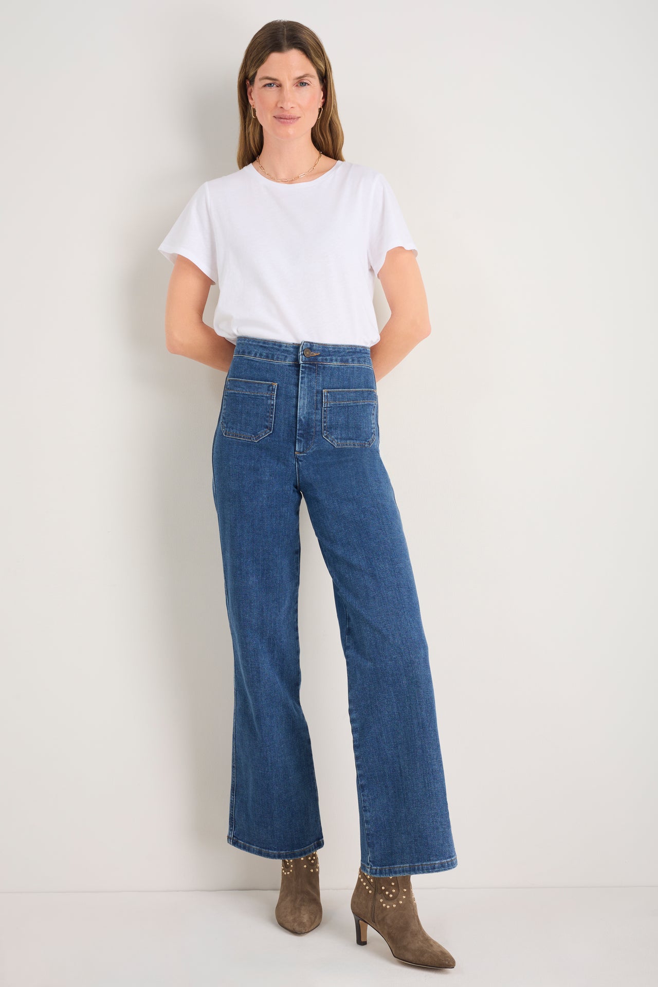Mollie Patch Pocket Flare Jean - Mid Wash – WYSE London