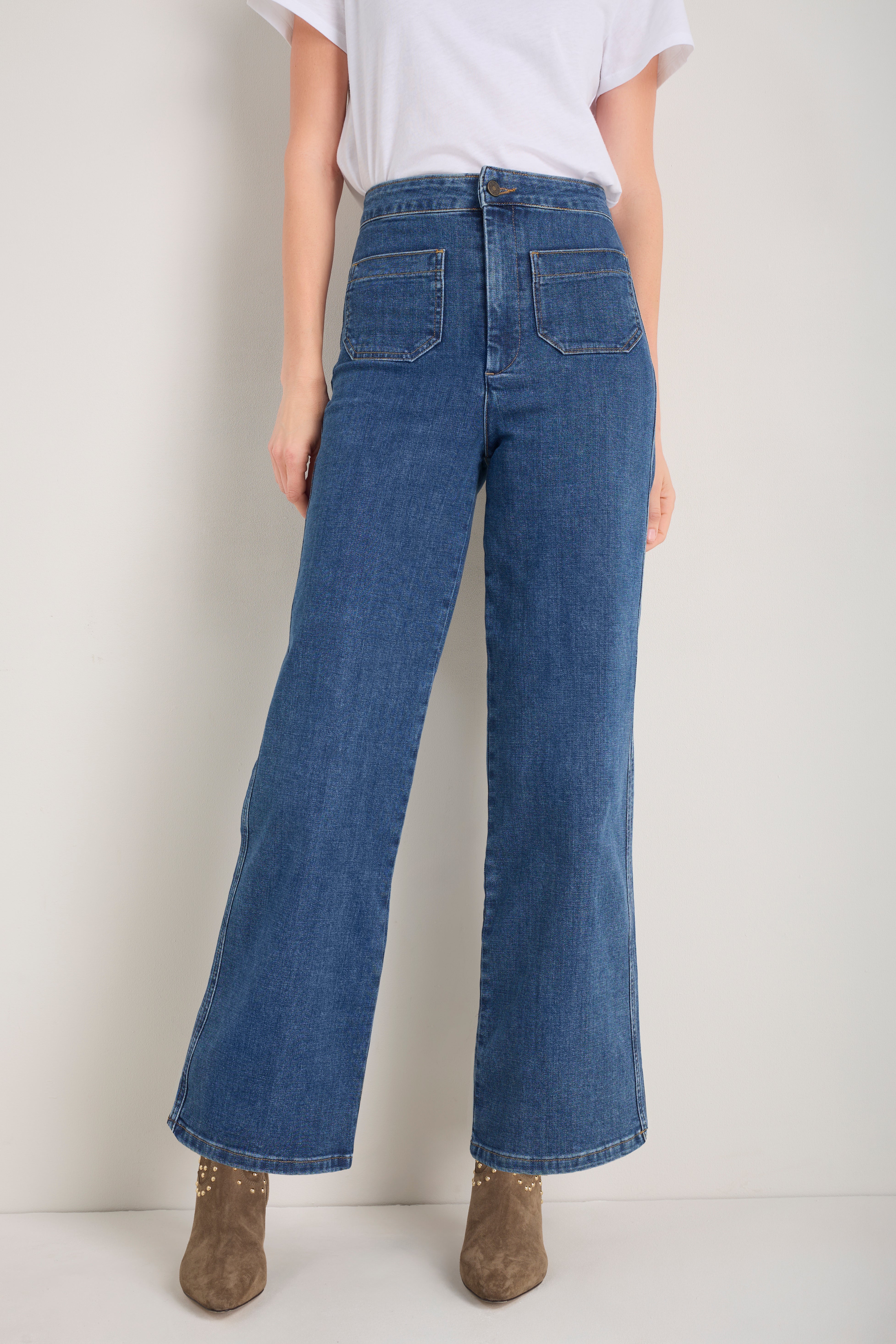 Mollie Patch Pocket Flare Jean - Mid Wash – WYSE London