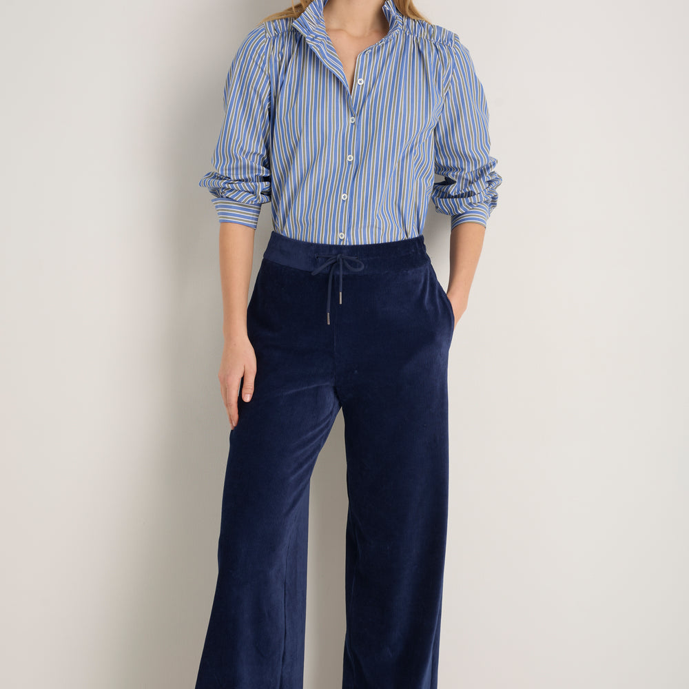 Penny Cord Velour Trouser - Midnight – WYSE London