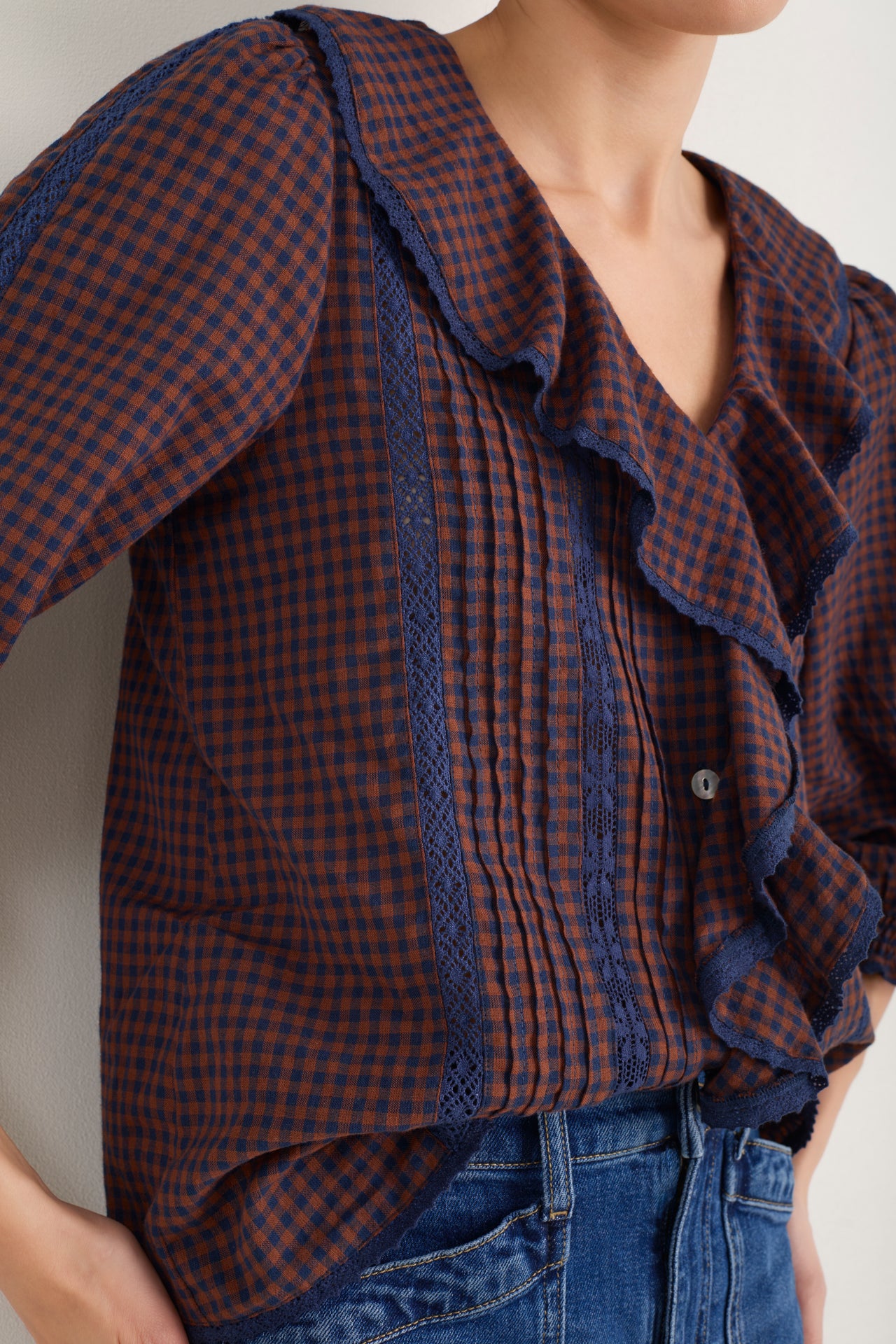 Sierra Blouse - Midnight/Cocoa Check – WYSE London