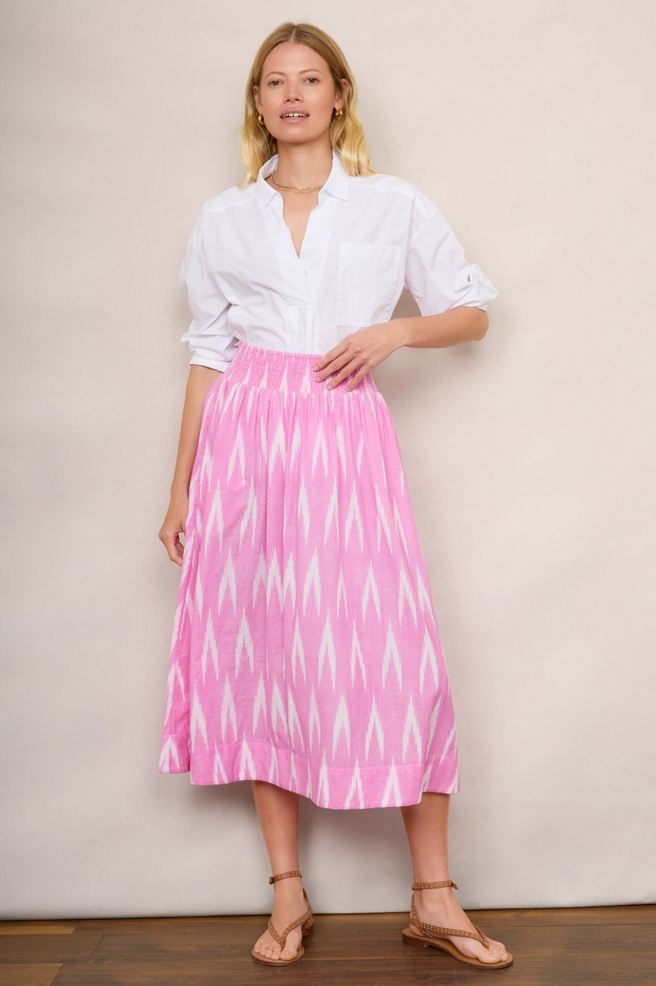 Ophelie Skirt - Pink Ikat – WYSE London