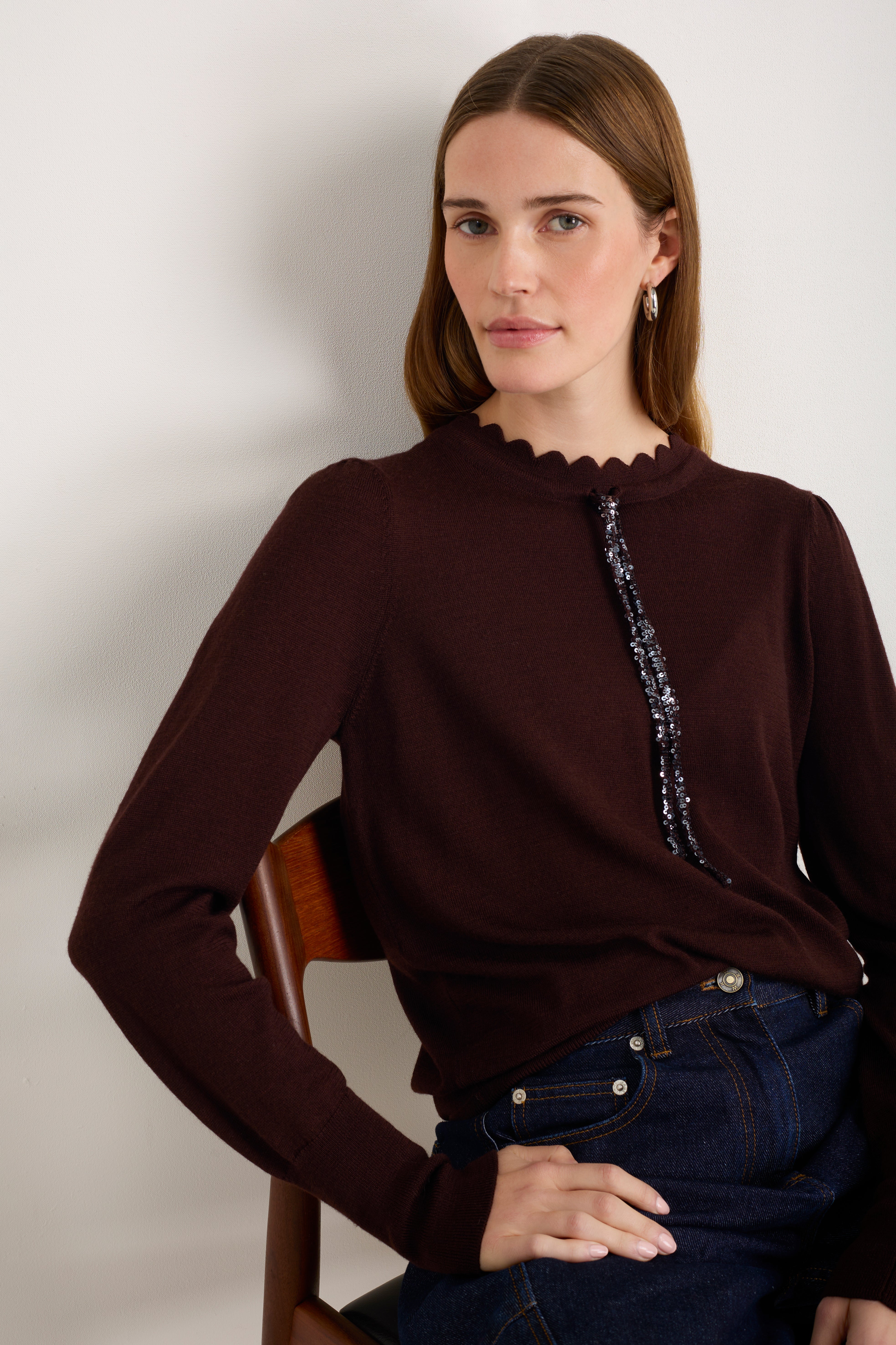 Tilda Fleurine Tie Jumper - Cocoa – WYSE London
