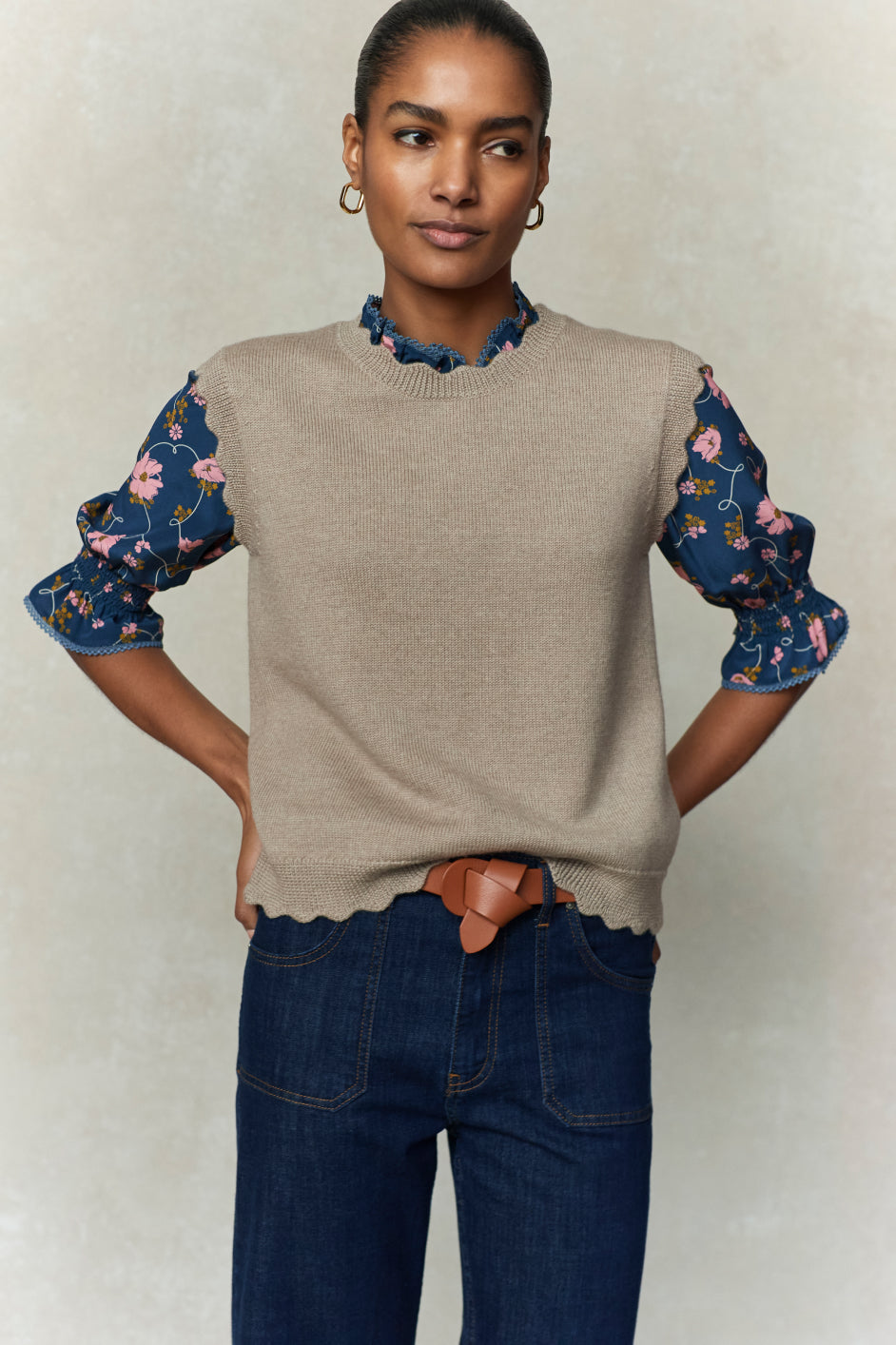 Fleurine Scallop Tank - Oat Marl – WYSE London