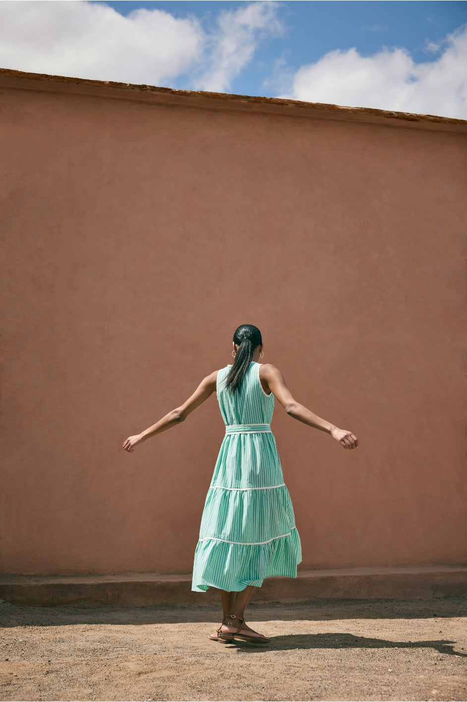 Hallie Halterneck Dress - Green Stripe – WYSE London