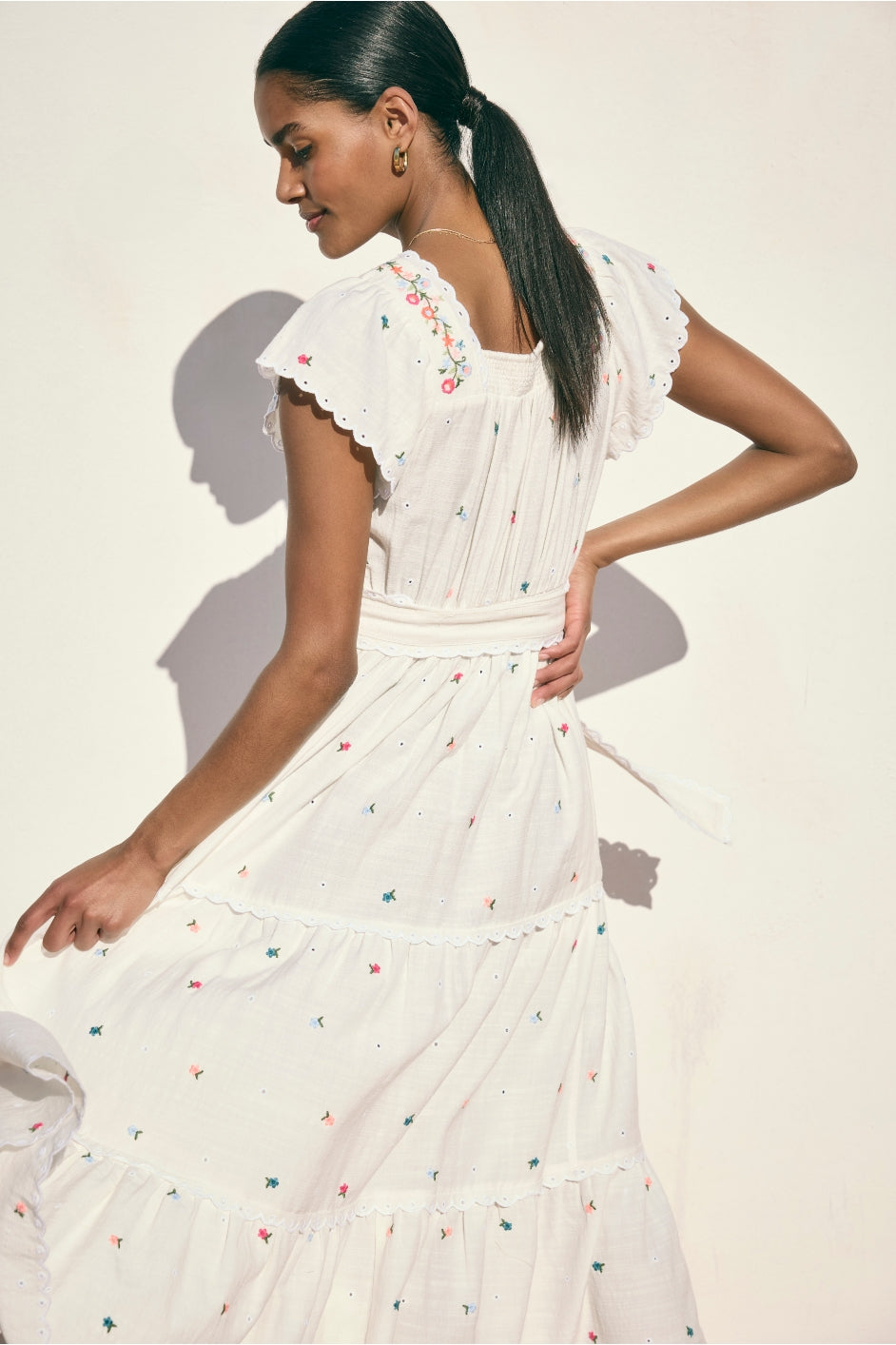 Romilly Dress - White Floral Embroidery – WYSE London