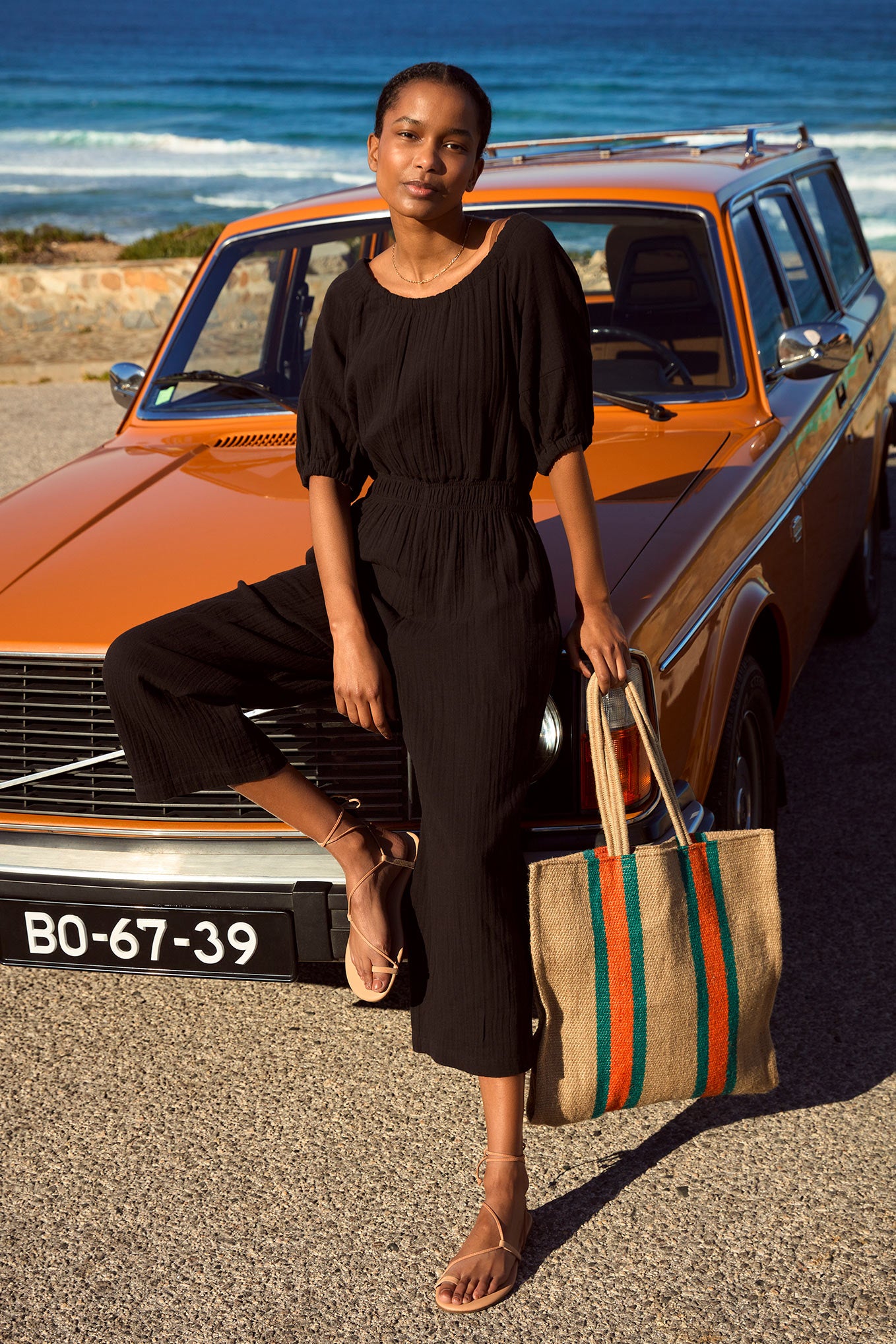 Elsa Tie Detail Double Gauze Jumpsuit - Black – WYSE London